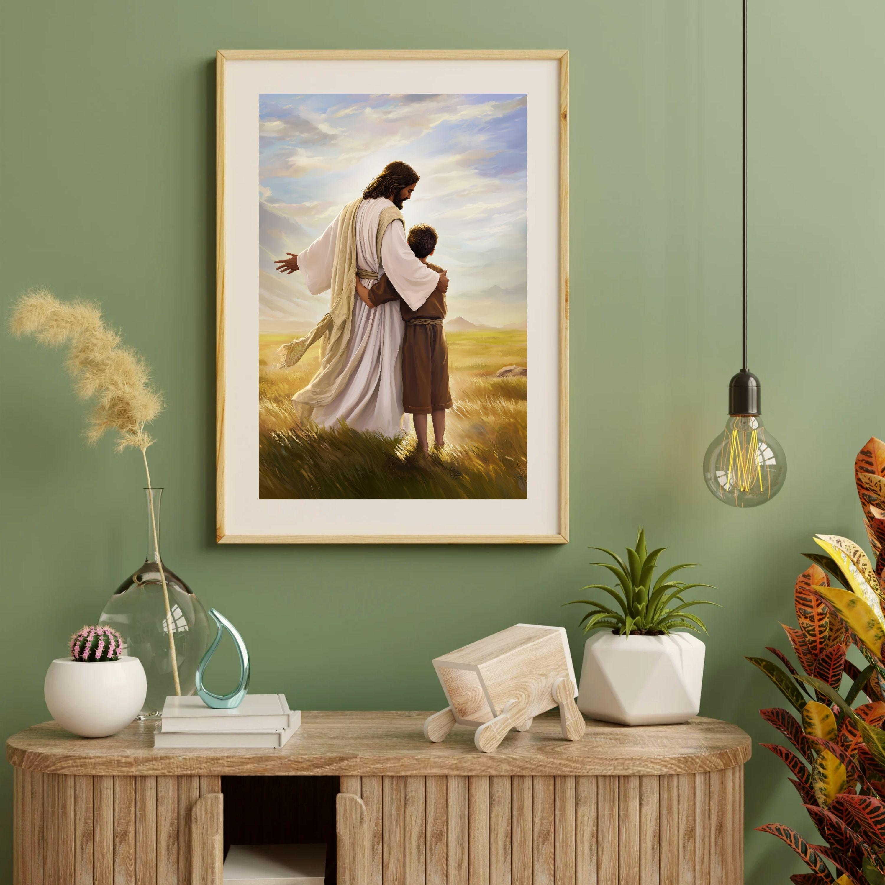 Heavenly Embrace – Jesus Hugging a Child, Comforting Christian Digital ...
