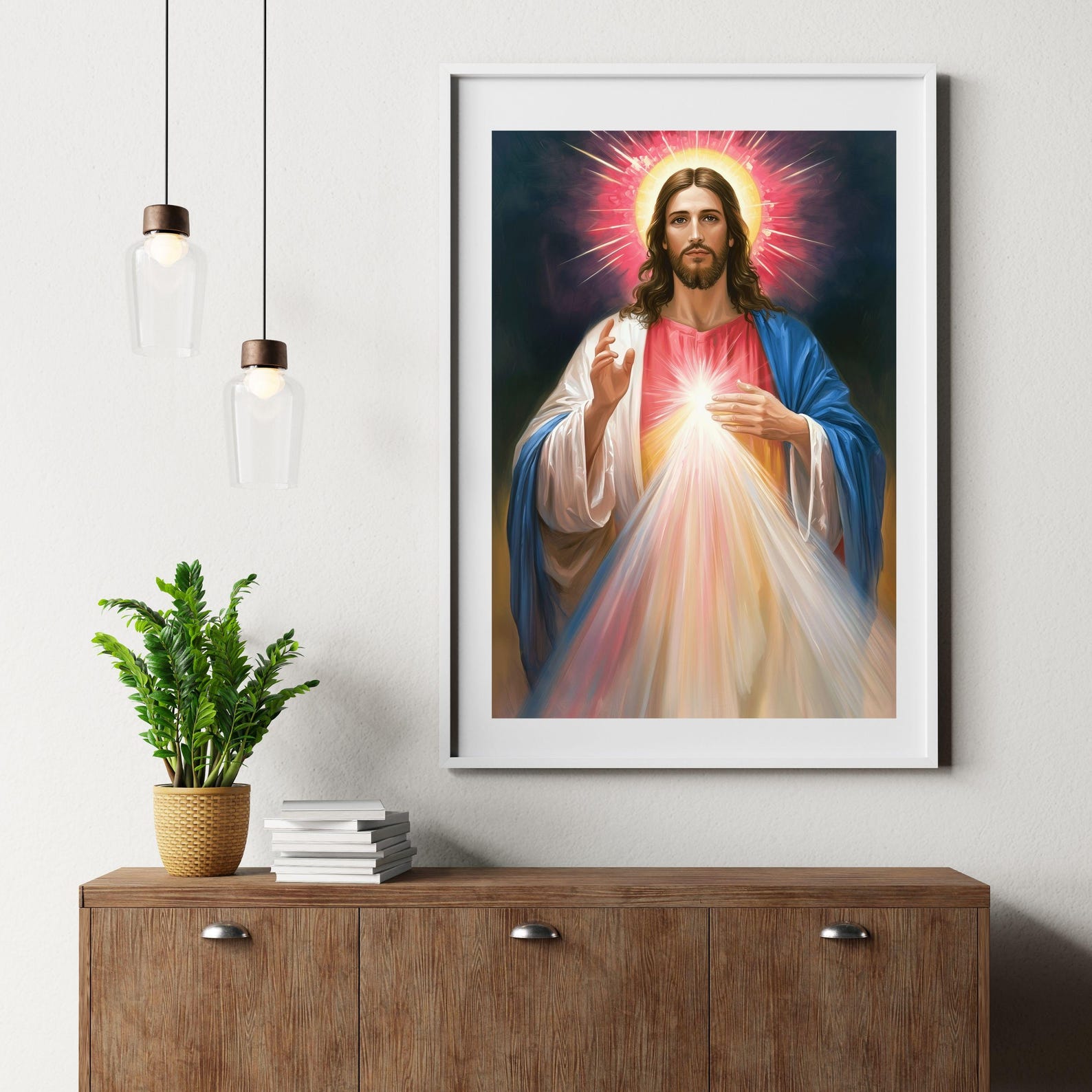 Heart of Mercy – Jesus With Radiant Sacred Heart Blessings, Digital Art ...
