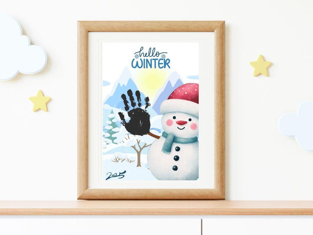 Winter Snowman Printable Handprint Art Cute Children Activity Baby ...