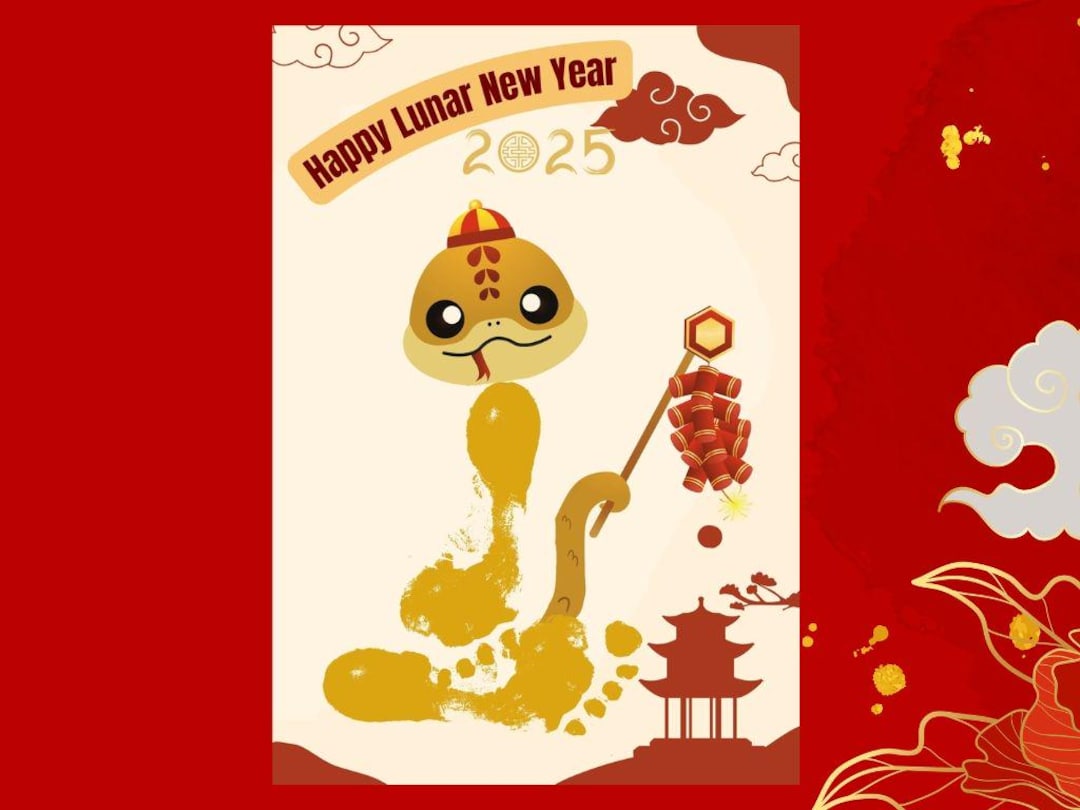 2025 Lunar New Year Snake Footprint Craft Children Activity Keepsake ...