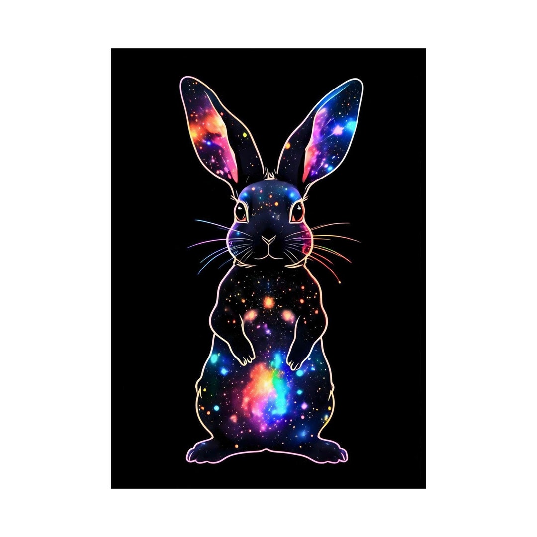 Magic Galaxy Rabbit Wall Art Print Funny Art Print Rainbow Galaxy ...