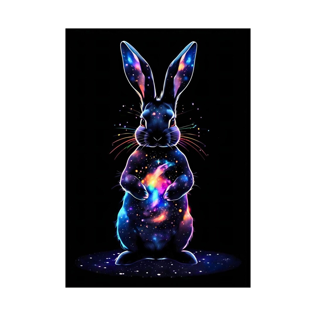 Galaxy Rabbit Wall Art Print Rare Art Print Rainbow Cosmos Rabbit ...