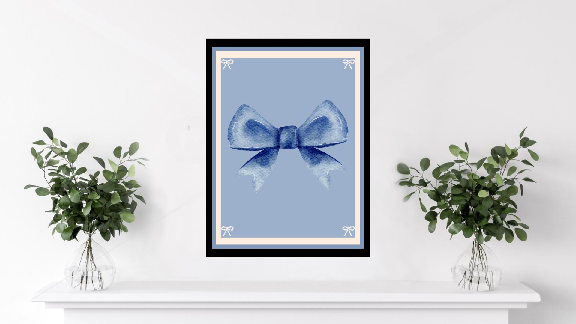 Blue Bow Poster - Etsy
