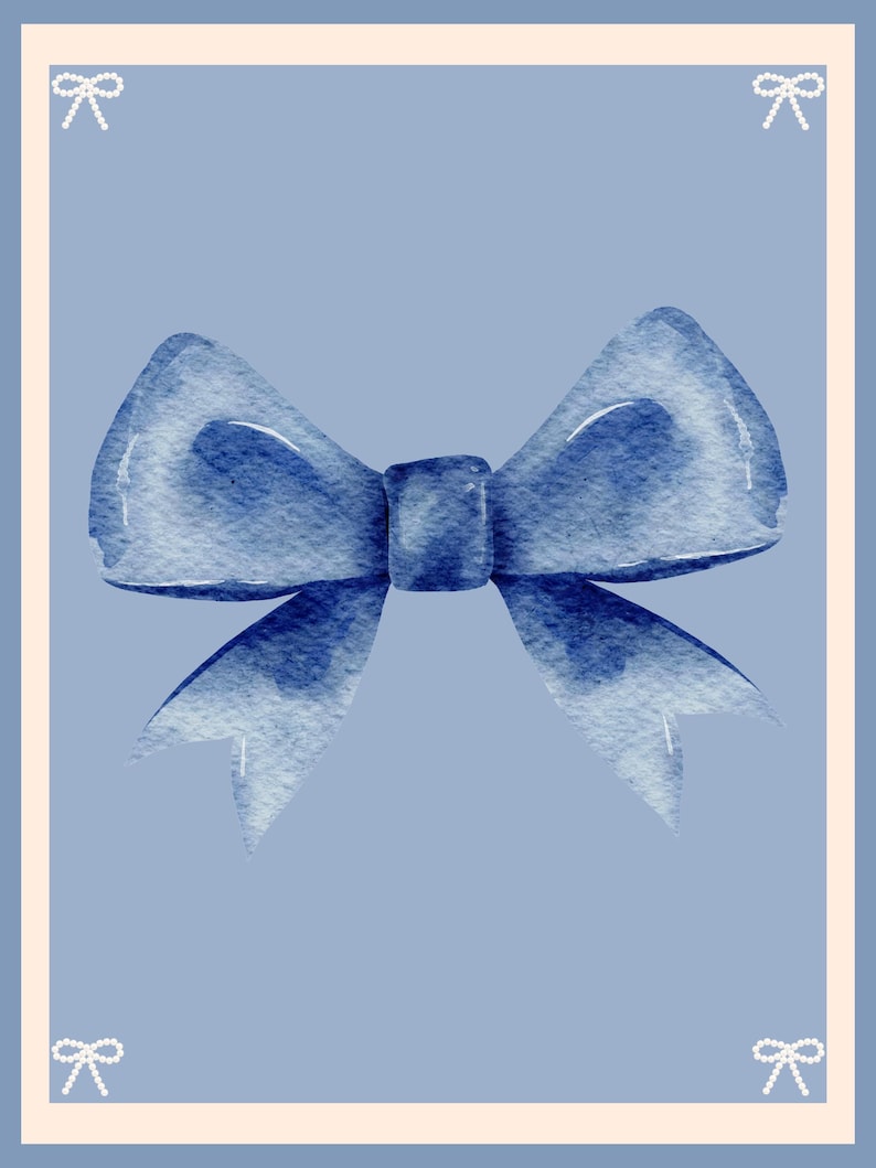 Blue Bow Poster - Etsy