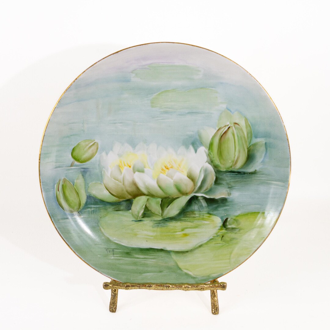 Lotus Flower Plate, Giverny Inspired, Hand Painted Impressionist ...