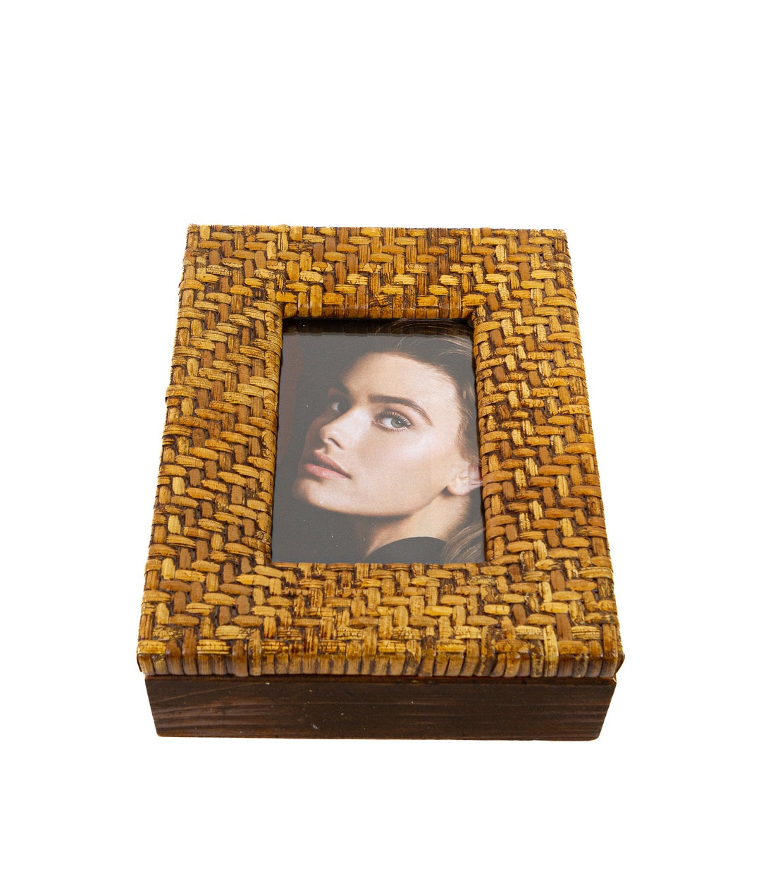 Rattan Photo Frame Storage Box - Desk & Coffee Table Organizer - Etsy