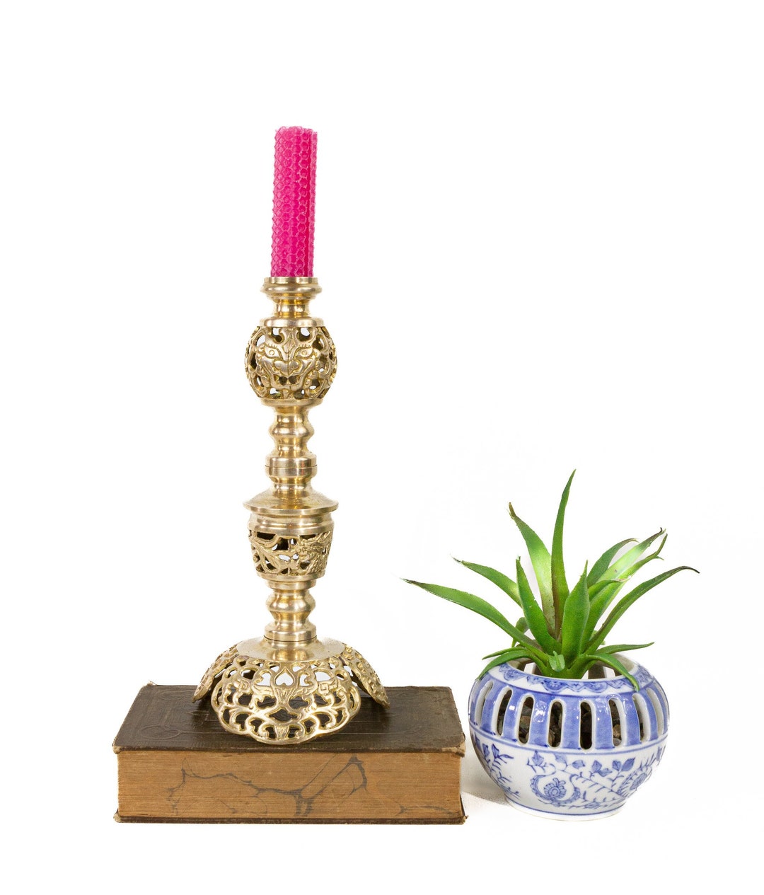 Vintage Brass Reticulated Dragon Motif Candlestick - Etsy
