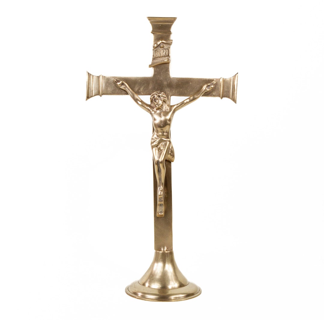 Vintage Brass Table Top Crucifix 17 Christian Faith - Etsy