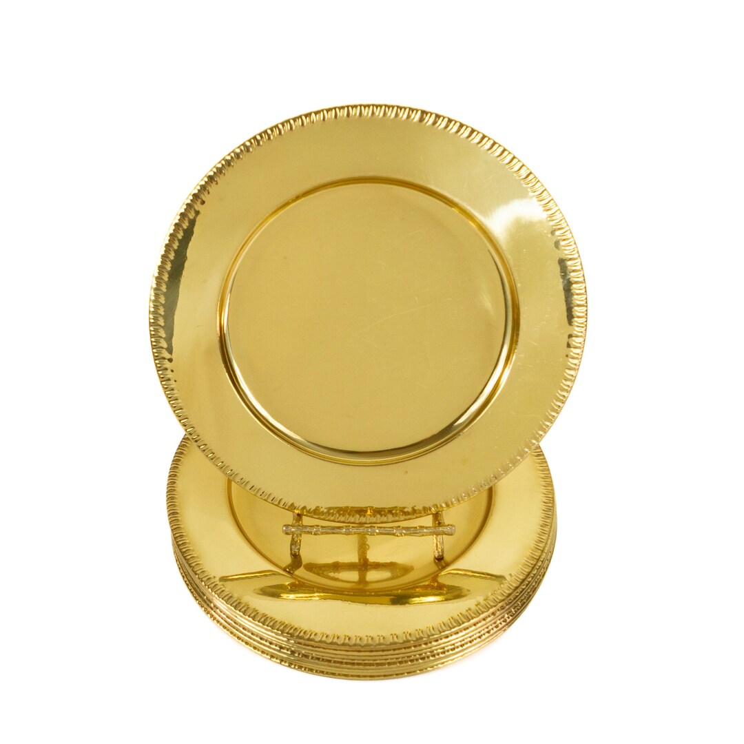Vintage Brass Charger Plates, Lacquer Coated Set of 10 - Etsy
