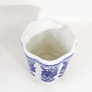 Elegant Blue and White Scalloped Cache Pot - Etsy