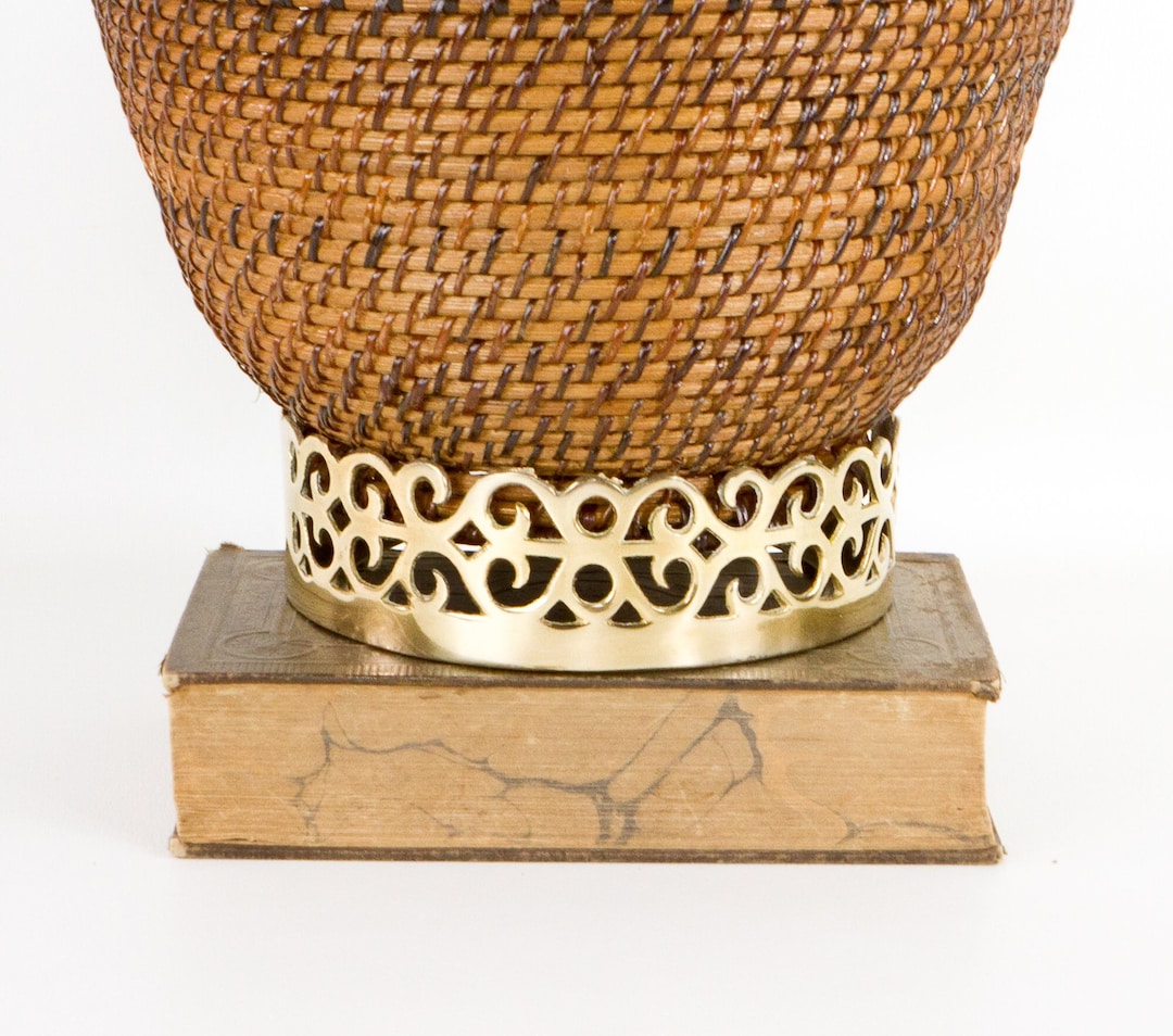 Vintage Brass Circular Platform Riser With Reticulate Geometric Pattern ...