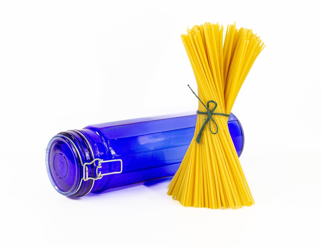 Tall Cobalt Blue Vintage Glass Spaghetti Jar - Etsy