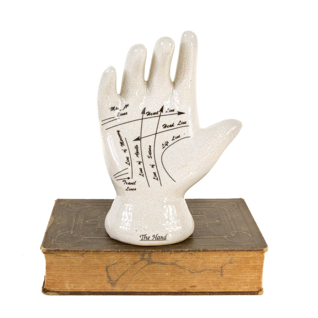 Vintage Ceramic Palmistry Hand, Life Line Diagram, Fortune Telling ...