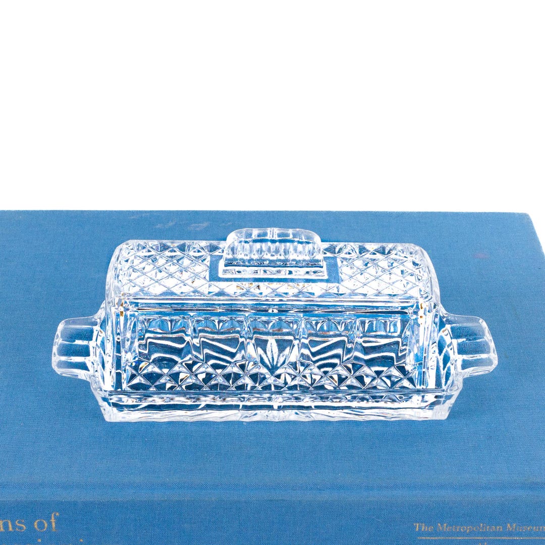 Vintage Crystal Butter Dish, Elegant Cut Glass Butter Server, Sparkling ...