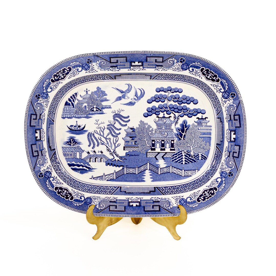 Vintage Blue Willow Turkey Platter: Extra Large Blue & White Holiday ...