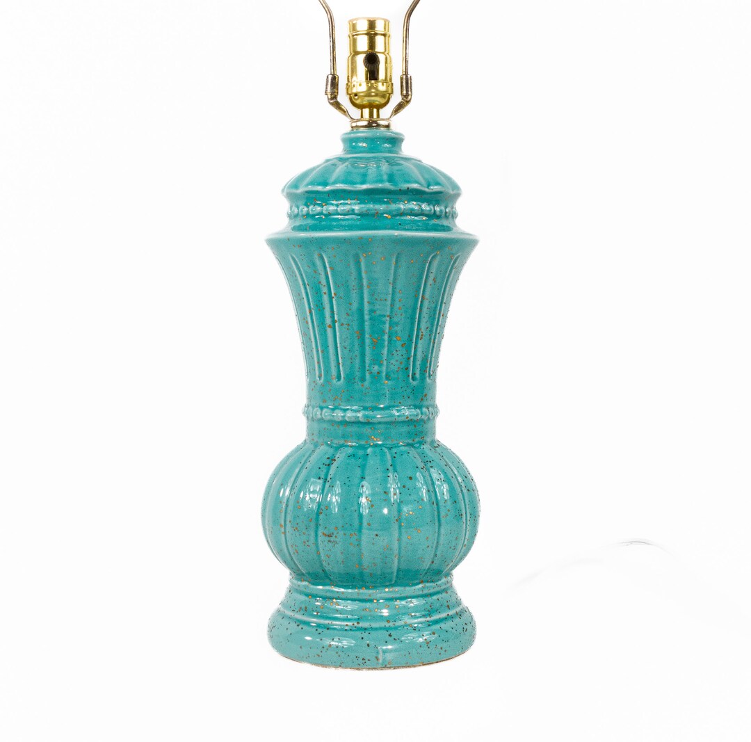 Vintage Turquoise Table Lamp - Etsy
