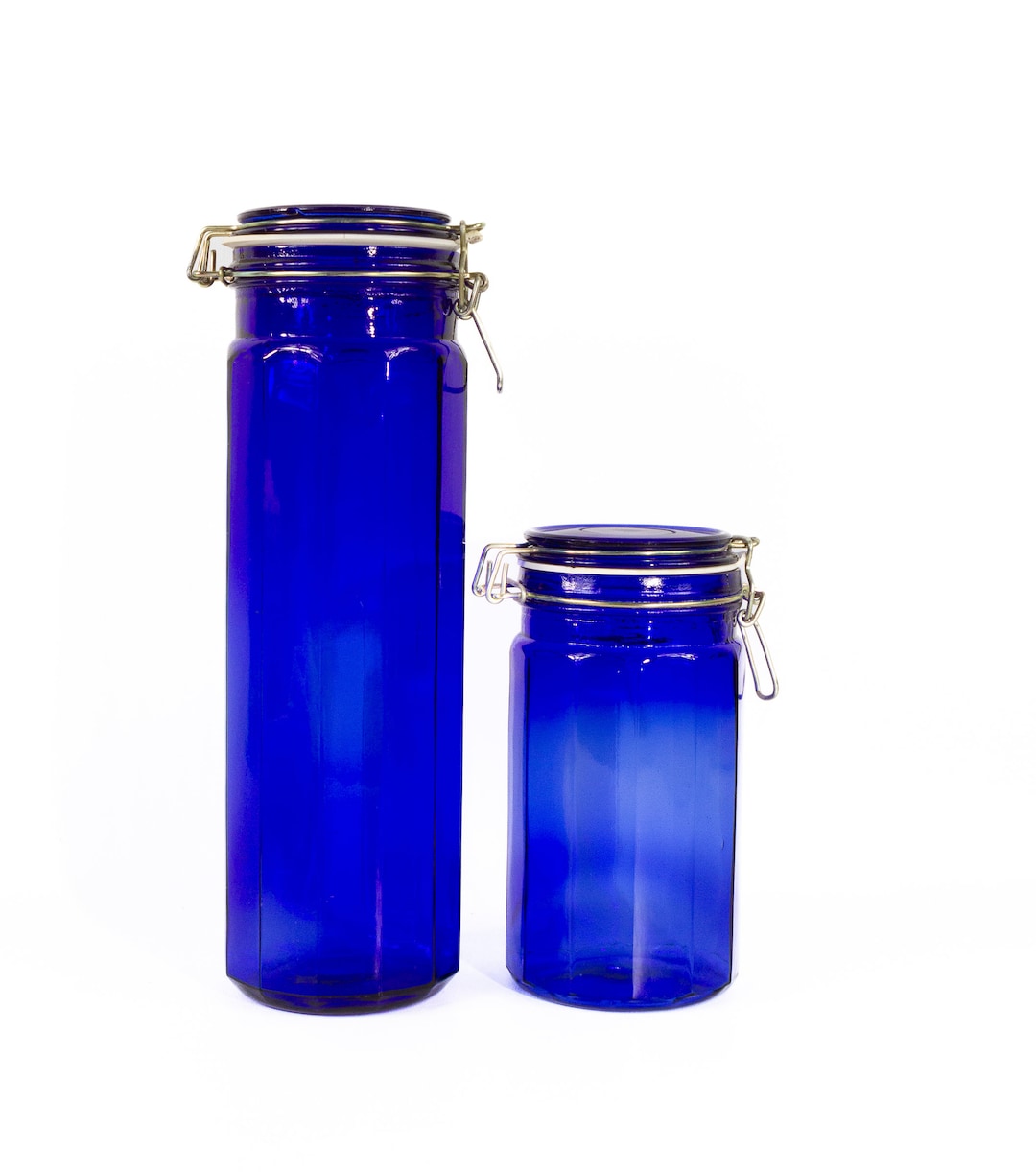 Vintage Cobalt Blue Glass Canister Set Kitchen Storage Jars - Etsy