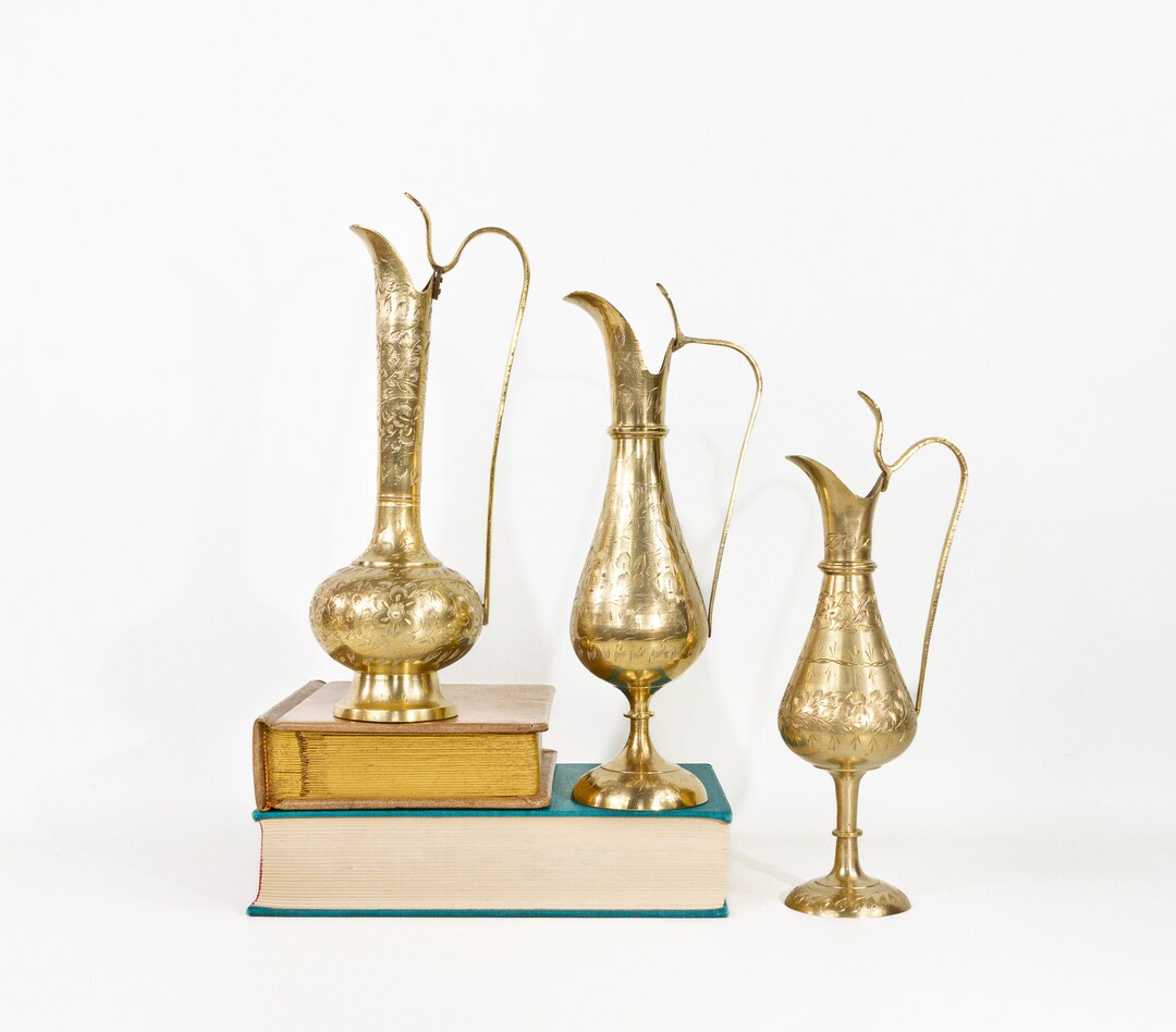 Vintage Brass Dalah Style Bud Vase Set of Three - Etsy