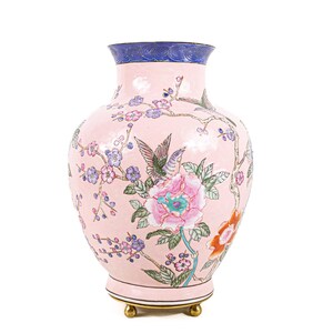Stunning Large Pink Chinoiserie Porcelain Vase - Etsy