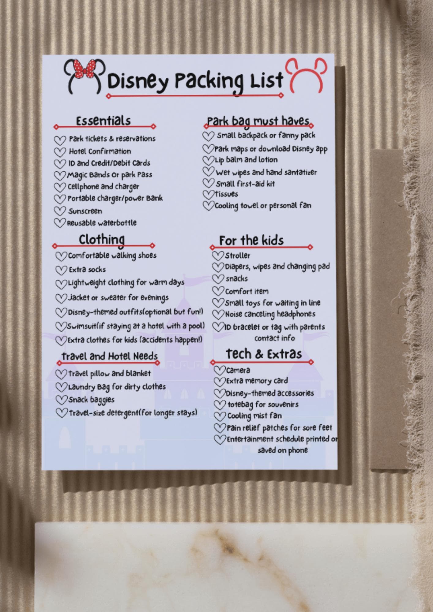 Ultimate Disney Packing List – Printable Travel Checklist for Disney ...