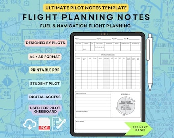 VFR Pilot Flight Lesson Notes Pad Template Aviation Sheet for Student ...