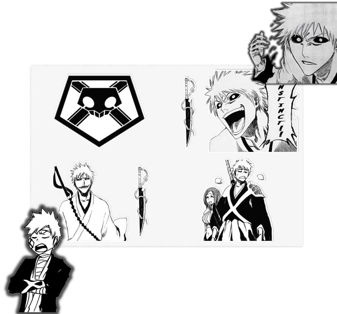 Ichigo Kurosaki / Zangetsu Manga Inspired Sticker Pack, Shinigami Badge ...