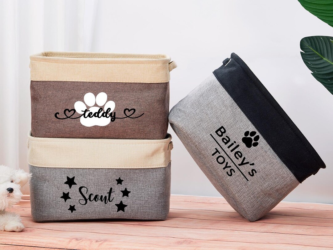 Custom Dog Storage Basket Personalized Dog Toy Basket Dog Toy Box Pet ...