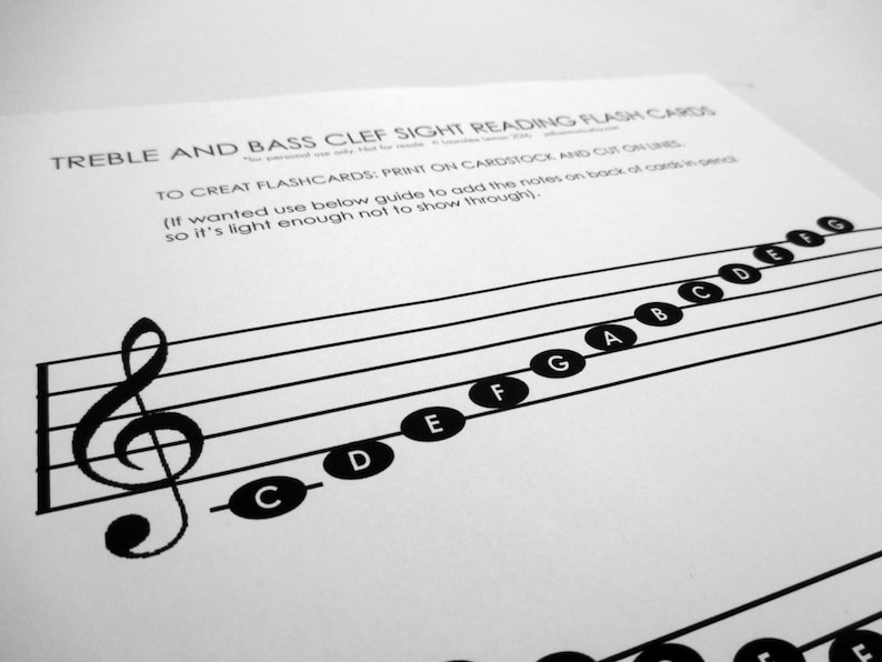 Treble & Bass Clef Sight Reading Flashcards | Etsy