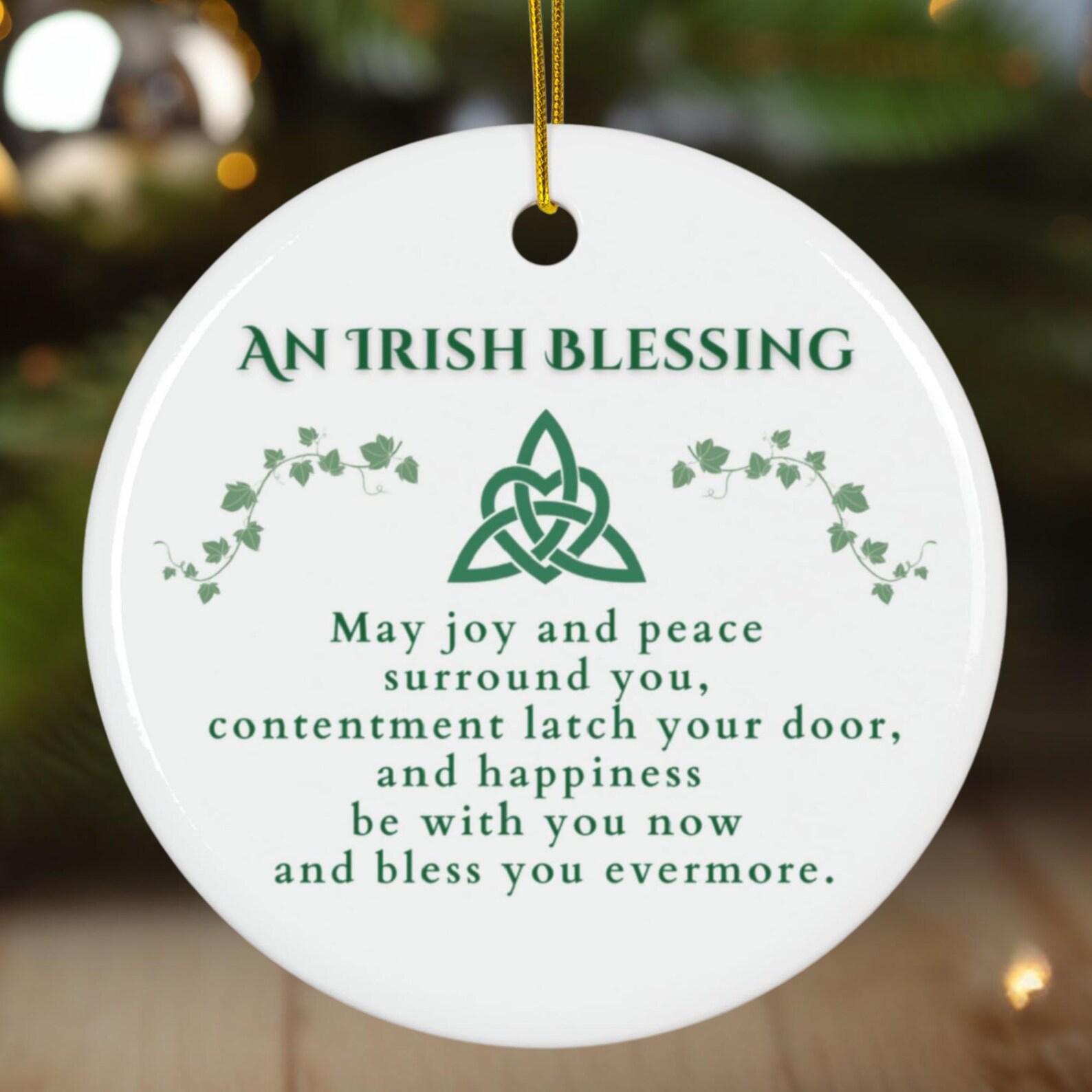 Irish Blessing Ornament - May Joy and Peace Quote, Celtic Knot Keepsake ...