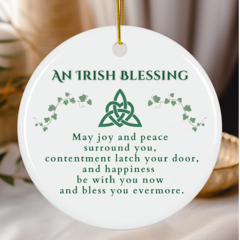 Irish Blessing Ornament - May Joy and Peace Quote, Celtic Knot Keepsake ...