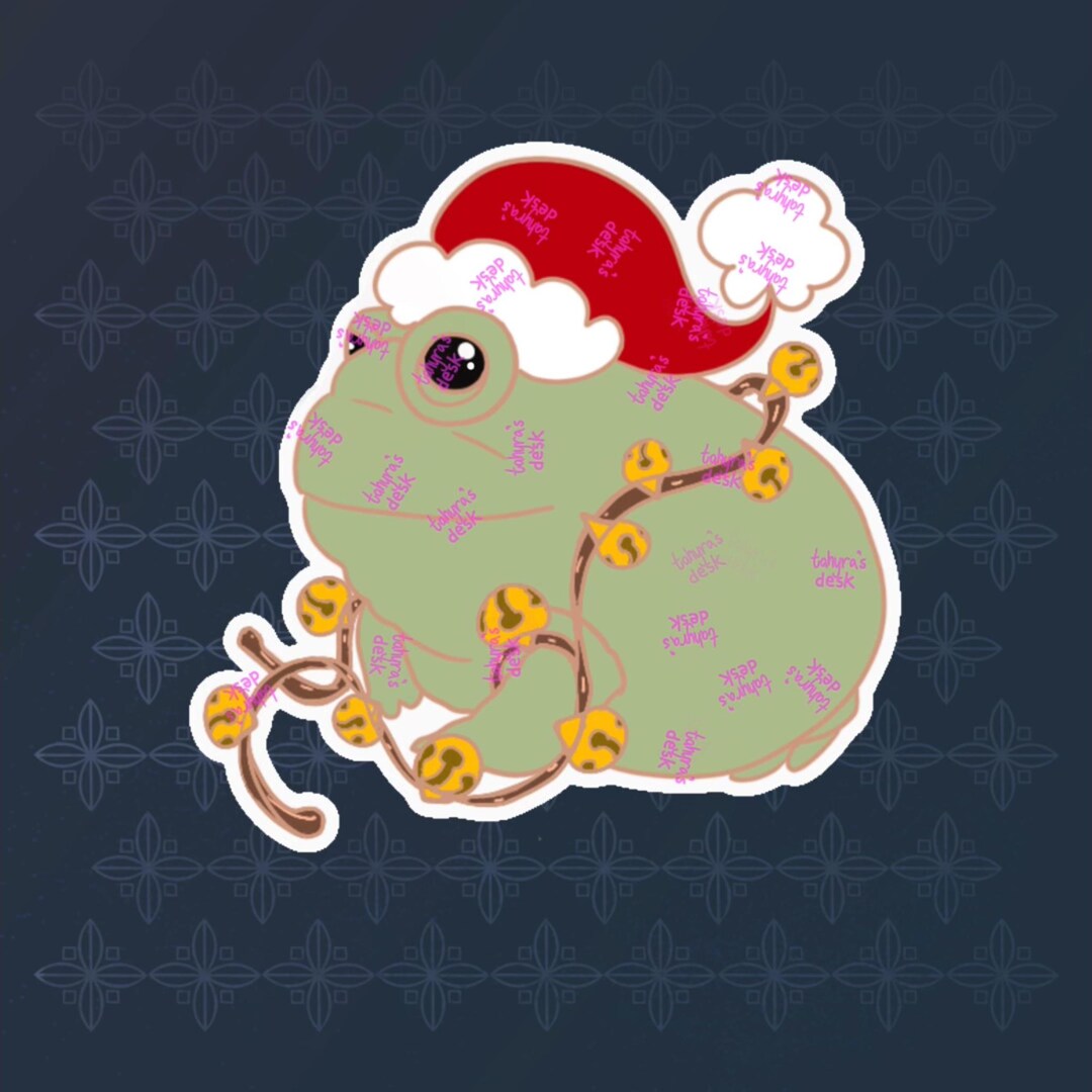 Christmas Frog Sticker (santa)-cute Holiday Frog Art- Perfect for ...