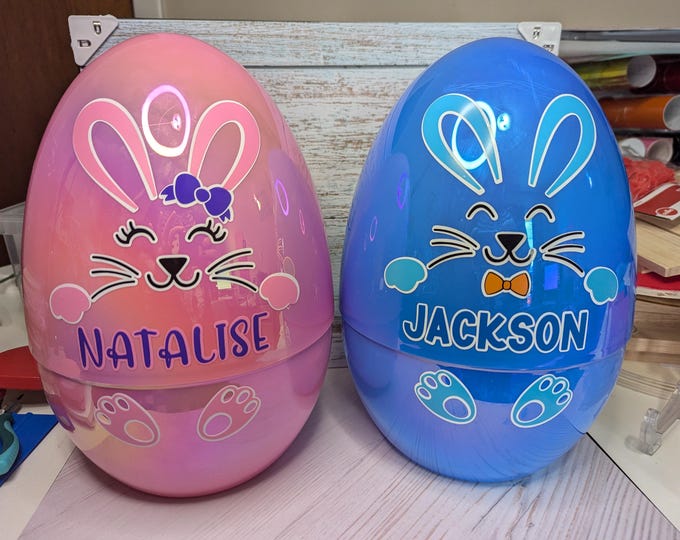 Personalized Jumbo Iridescent Easter Egg • Vinyl Bunny Decal • Kids ...
