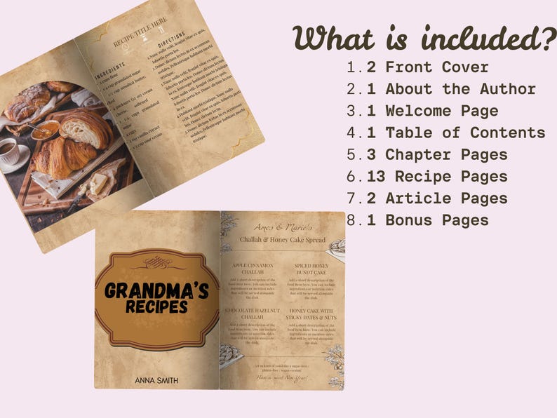 Vintage Style Editable Cookbook Template printable Retro Recipe Pages ...