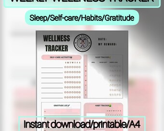 Printable Weekly Wellness Tracker - Etsy