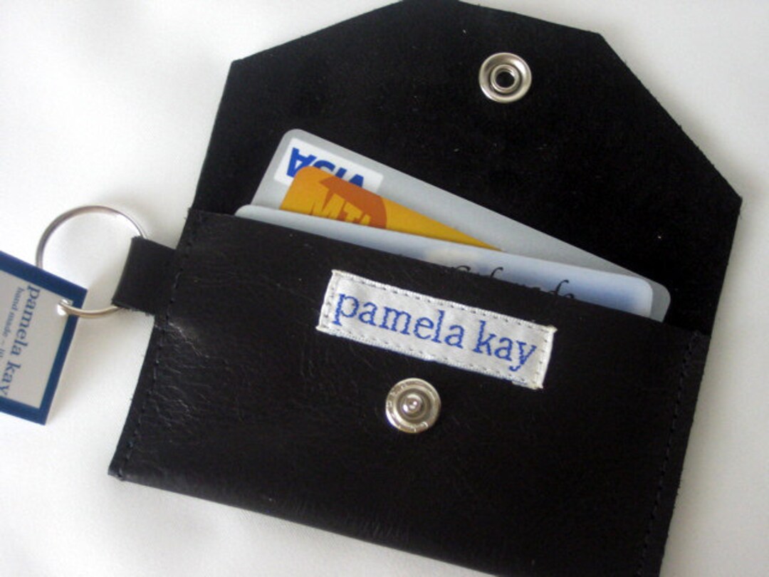 ID Keychain Wallet in Soft Black Leather - Etsy