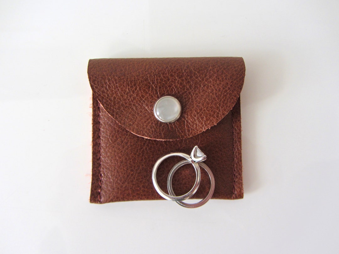 Brown Leather Ring Pouch, Travel Jewelry Organizer - Etsy