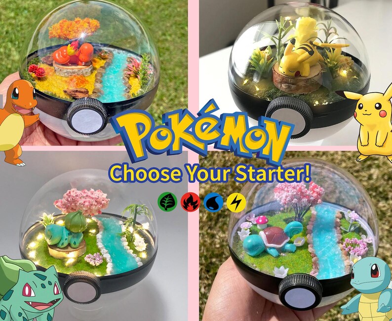 Pokemon Terrariums - Choose Your Starter - Pikachu - Charmander ...