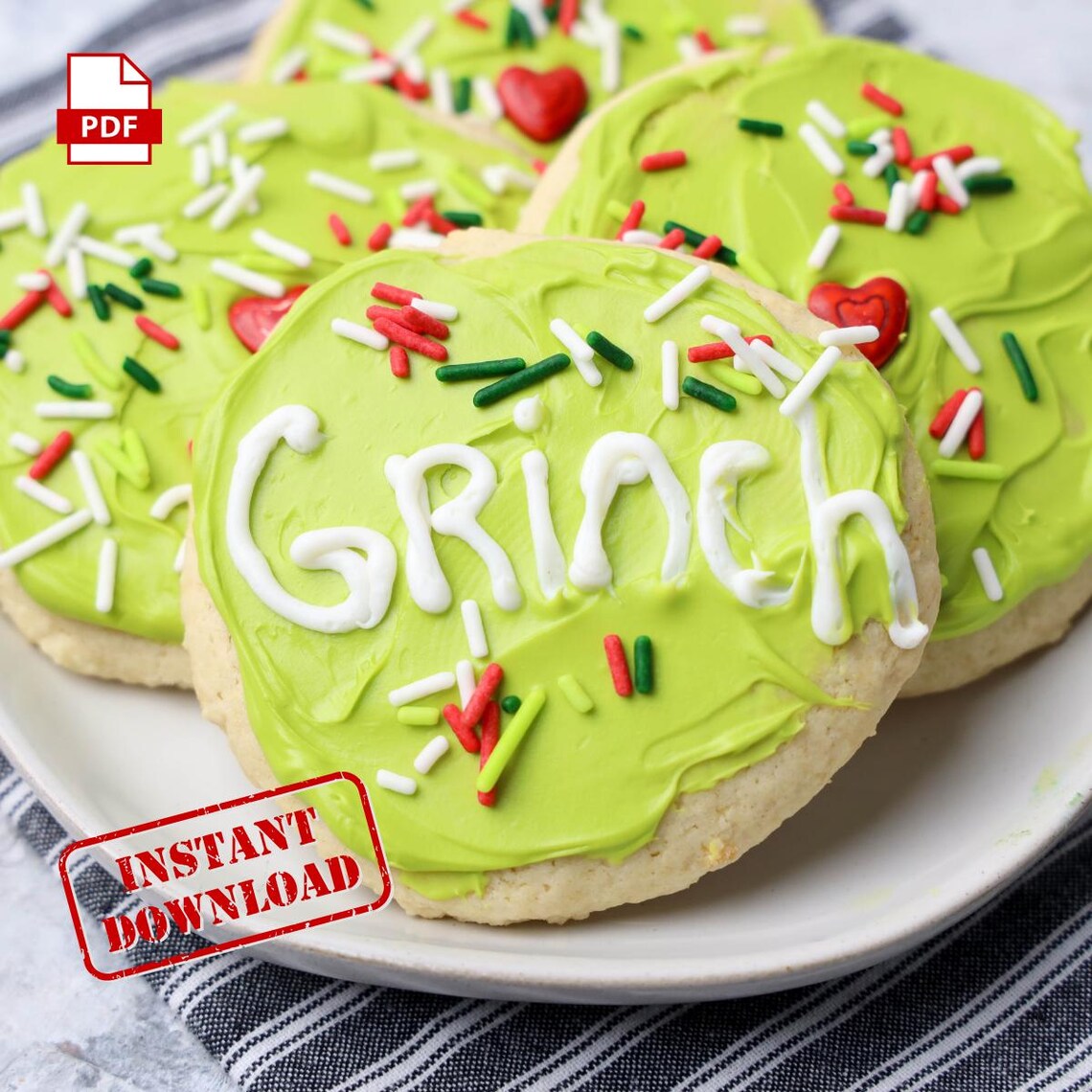 BEST RECIPE Grinch Lofthouse Cookies | Instant Download | Printable ...