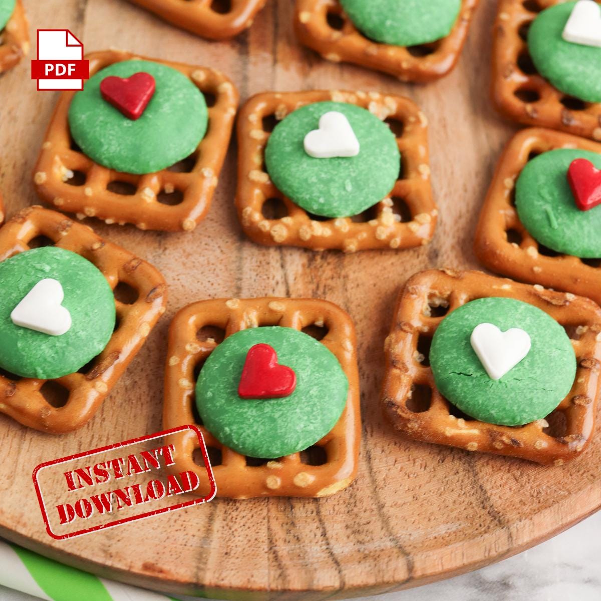 Grinch Pretzel Treats Recipe | Sweet & Salty Christmas Snack (PDF) - Etsy