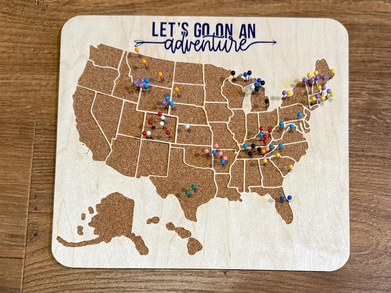 Maple and Cork USA Travel Map - "let's Go on an Adventure" - Pin Your ...