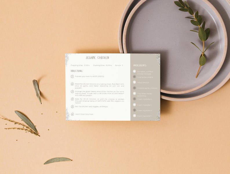 Farm Recipe Card, DIY Recipe Cards Printable, Editable and Printable ...