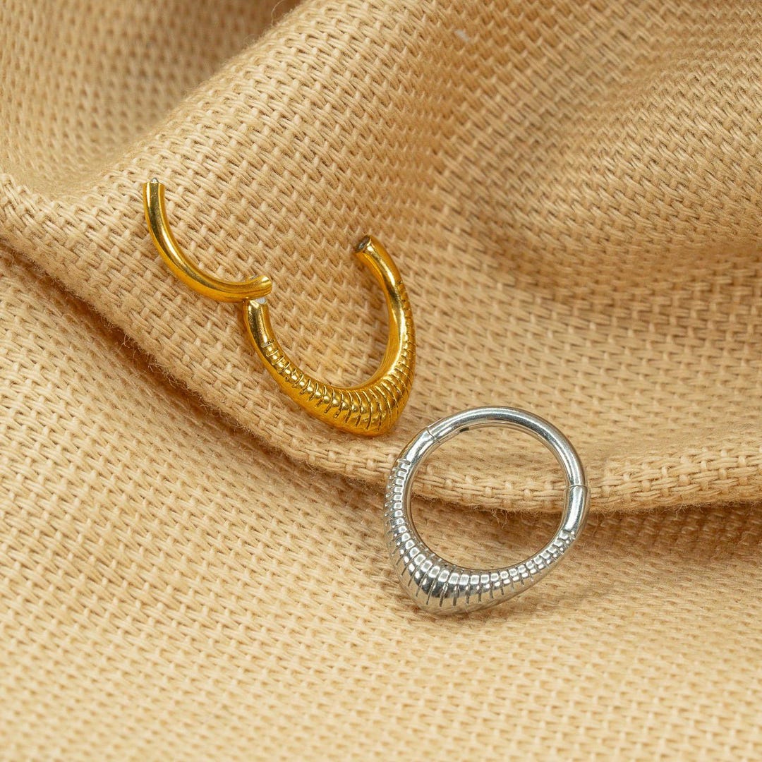 16G Crescent Moon Hoop • Titanium Clicker Hoop • Fat Septum Ring ...