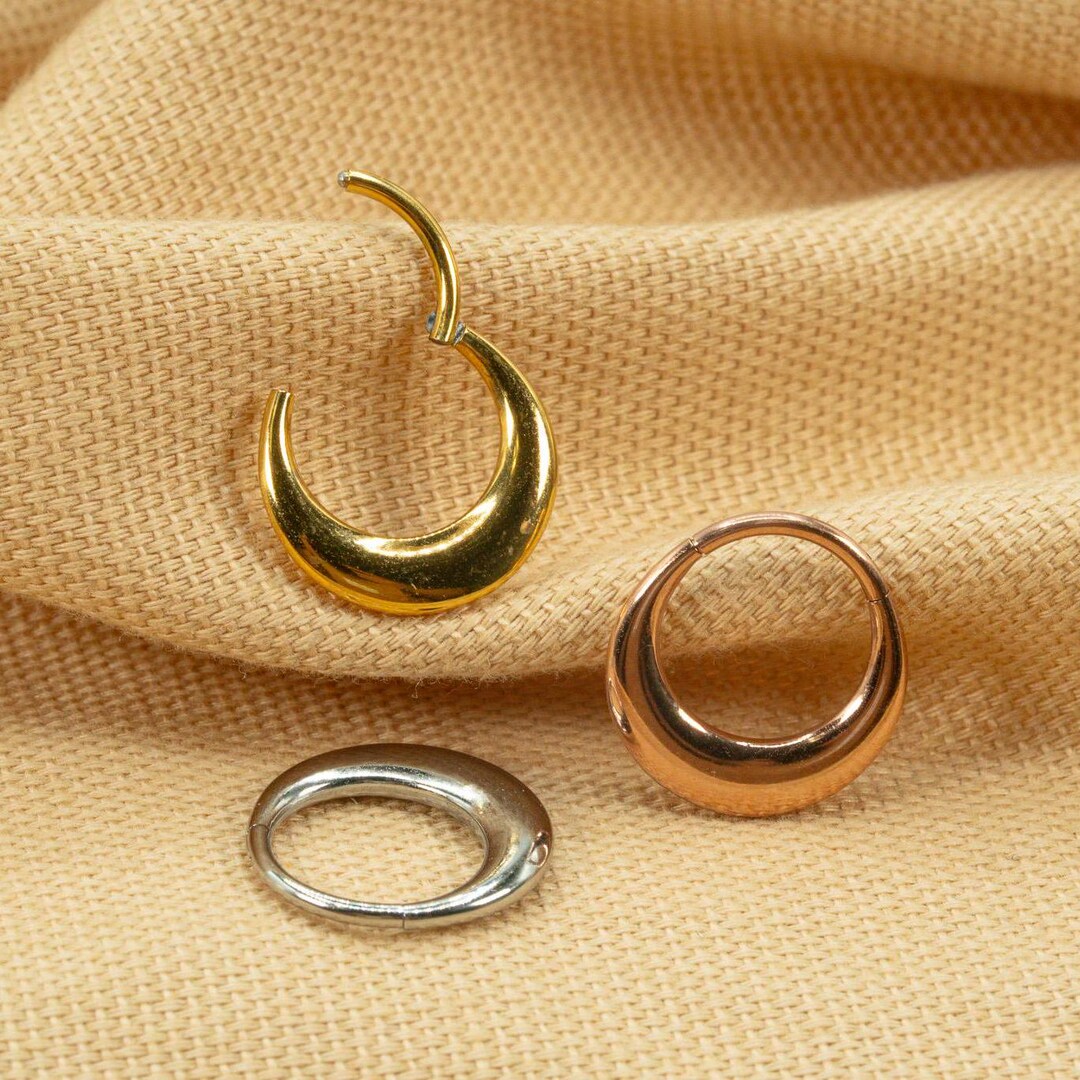 16G Crescent Moon Hoop • Titanium Clicker Hoop • Fat Septum Ring ...