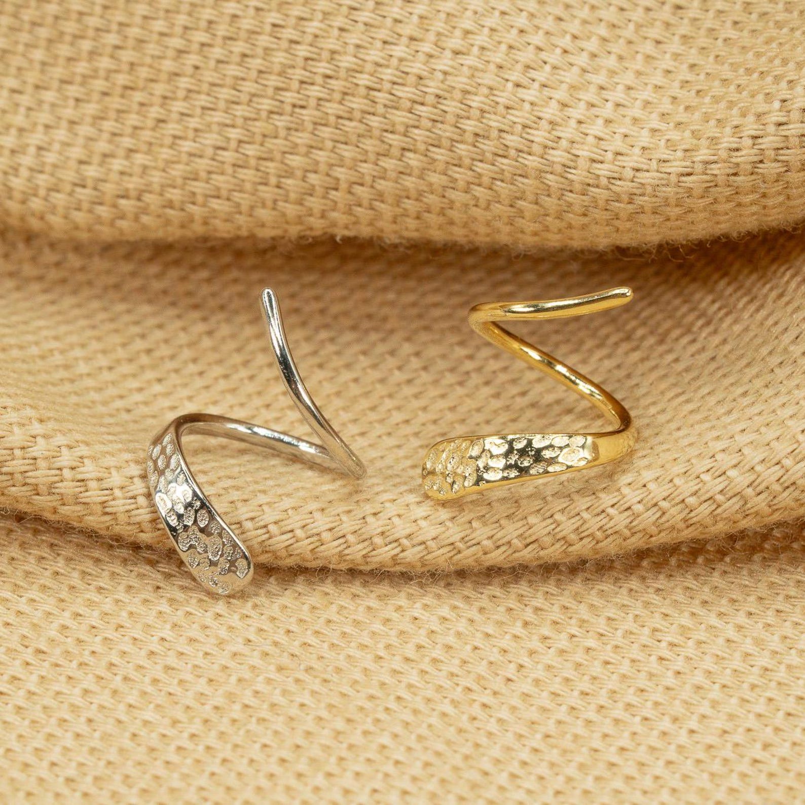 Dainty Spiral Earrings • Small Open Hoops • Textured Earrings • Huggie ...