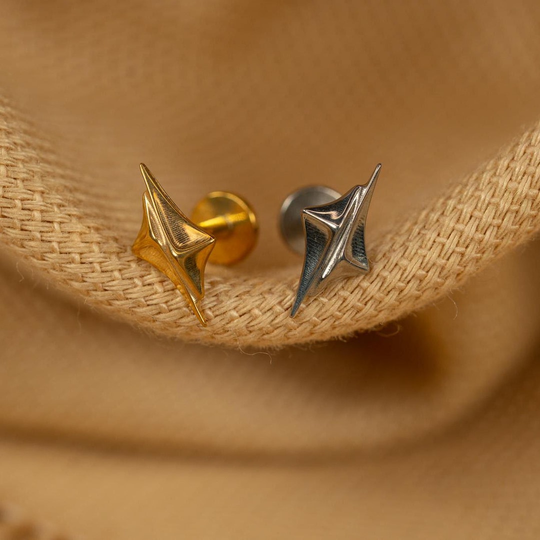 16G Rhombus Flat Back Stud - Screw Back Stud - Kite Earrings ...