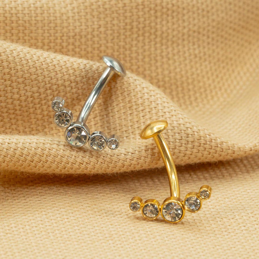 14G Threadless Floating Belly Button Ring Dangle Navel Jewelry Curved ...