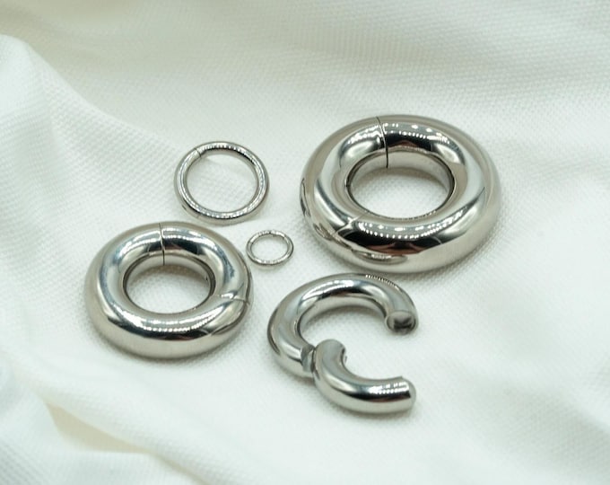 PAIR 2g 4g 6g 8g Hinged Clicker Segment Ring Hoop Earring Ear Silver ...