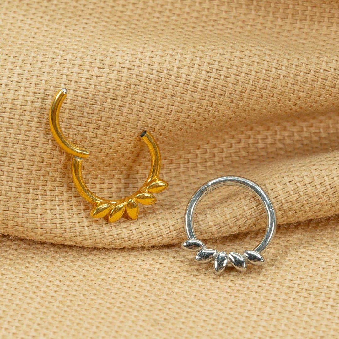 16G Marquise Leaf Hoop • Titanium Clicker Hoop • Leaf Septum Ring ...