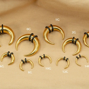 00G/0G/1G/2G/4G/6G/8G/10G/12G/14G Bull Tapers Cresent Horseshoe Pincher ...