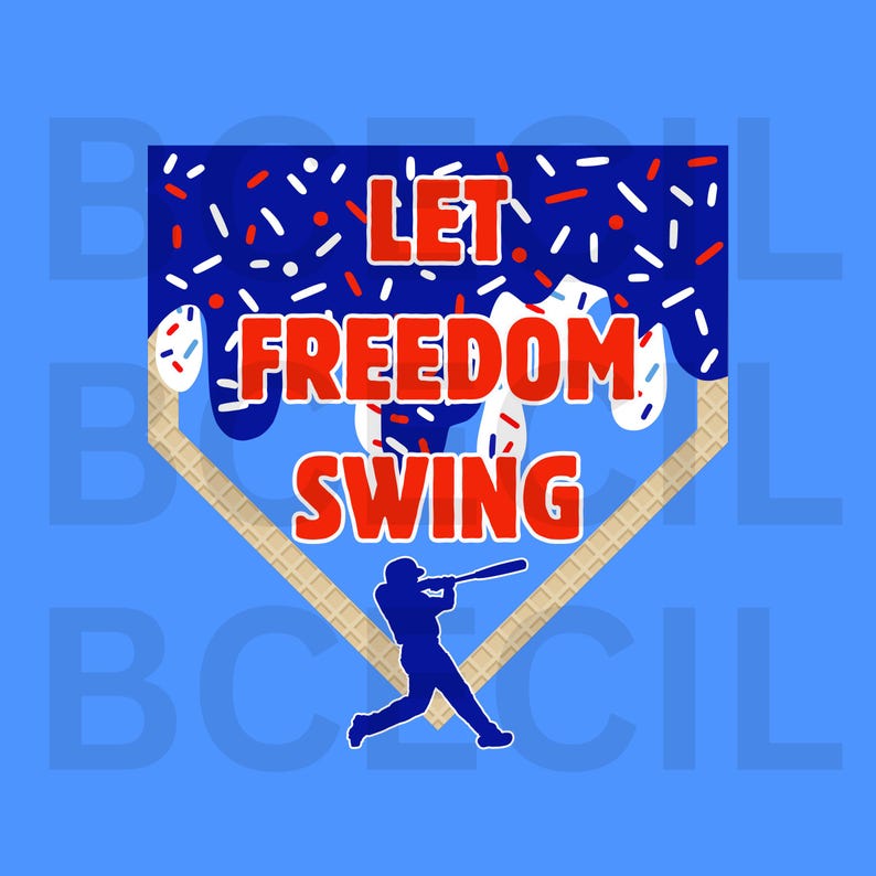 Baseball Drip PNG, Baseball Fourth of July PNG, Let Freedom Swing, Red ...